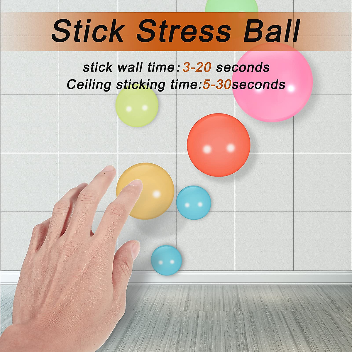 12 Pieces Glow Balls Sticky Wall Balls Stress Relief Balls Sticky Ceiling Balls Ceiling Luminous Sticky Ball Fun Decompression Toy for Anxiety Pressure