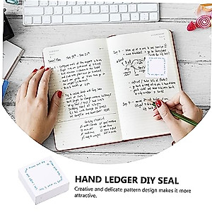 VILLCASE 2pcs Seal Decorative Wood Photo Album Scrapbook Seal Stamp Retro Decor Wooden Stamps Blue Decor Scrapbook Stamp DIY Seal Students Stationery Rubber Simple Hand Account