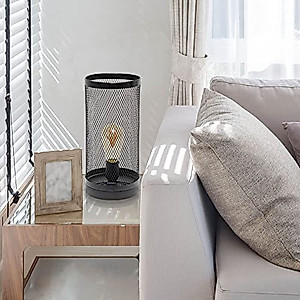 Simple Designs LT1075-BLK Cylindrical Steel Table Lamp, Black, 5.88 x 5.88 x 12.75