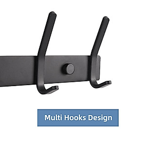 Coat Rack Wall Mounted with 6 Hooks,2 Pack Stainless Steel Coat Hooks for Hanging Coats,Heavy Duty Wall Hooks for Kitchen,Balcony, Bathroom,Living Room,and More