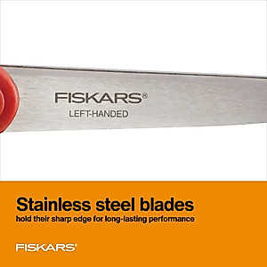 Fiskars 1294508697WJ Left-hand 8" Bent-left, Stainless Steel - Orange