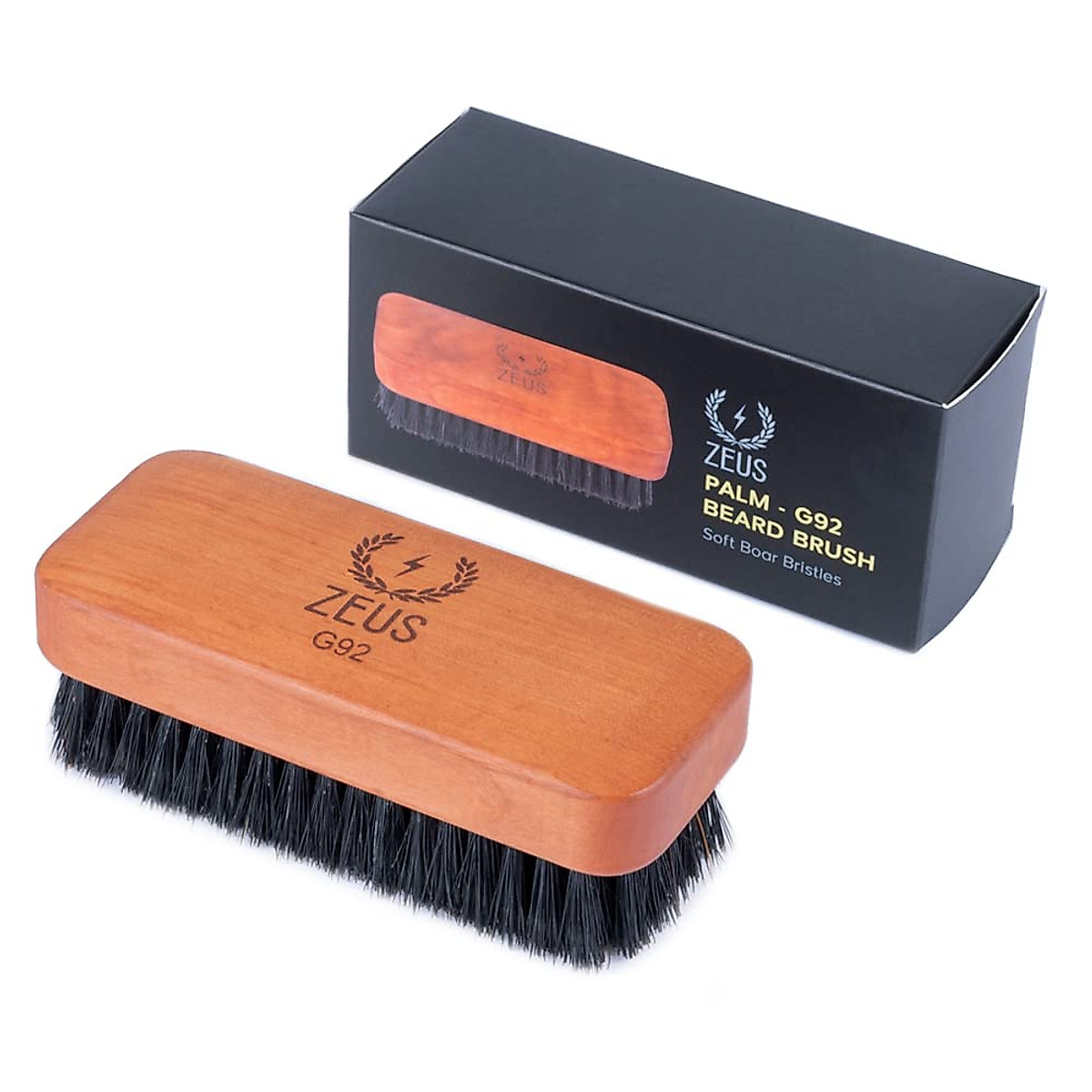 ZEUS Palm Beard Brush, Soft Boar Bristle Beard & Mustache Brush for Men, Detangles & Smooths Facial Hair (Made in Germany) G92