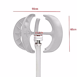 RANZHIX Modern Economy Turbine Wind Generator 5 Blades Vertical Wind Power Turbine Generator White Lantern Style with Charge Controller 600W 24V