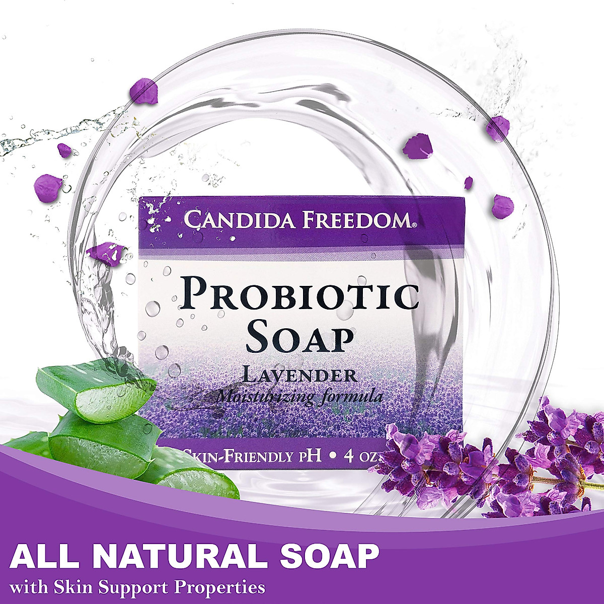 Candida Freedom Massey's Lavender Bliss Probiotic Soap Bar - Ideal Gift for a Spa-Like Experience - Perfect for Men & Women - Elevate Your Daily Wash with this Invigorating 4oz Bar
