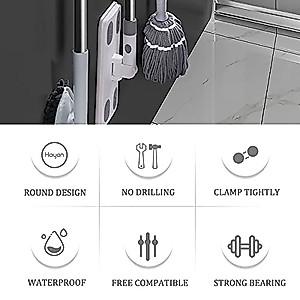 HAYAN Broom & Mop Holder, No-Drilling Wall Mount Broom Gripper Organizer, Mop Broom Hanger, Lightsaber Holder Storage (White, 1 pcs)