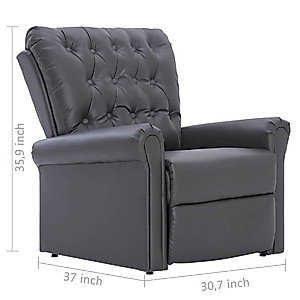 YPWRENH Sofa Chair Leisure Chair Reclining Chair Gray Faux Leather for Living Room, Dining Room, Conference Room, Waiting Room