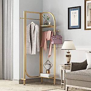 DOORXIFO Corner Gold Metal Clothing Racks,Heavy Duty Freestanding Clothes Racks Coat Rack for Hallway Entryway,Design Unique Garment racks Display Racks for Hanging Clothes