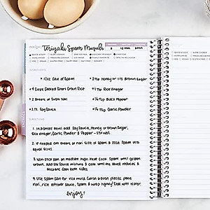 Erin Condren 7" x 9" Spiral Bound Recipe Notebook Including 5 Tabs For Organization, Two-Sided Pocket Folder, Sturdy Laminate Cover, 80 lb. Thick Mohawk Paper