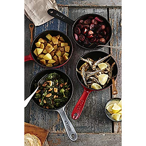 Staub 40501-142 Skillet Black, 6.3 inches (16 cm), Enameled Casting, Iron, Induction Compatible