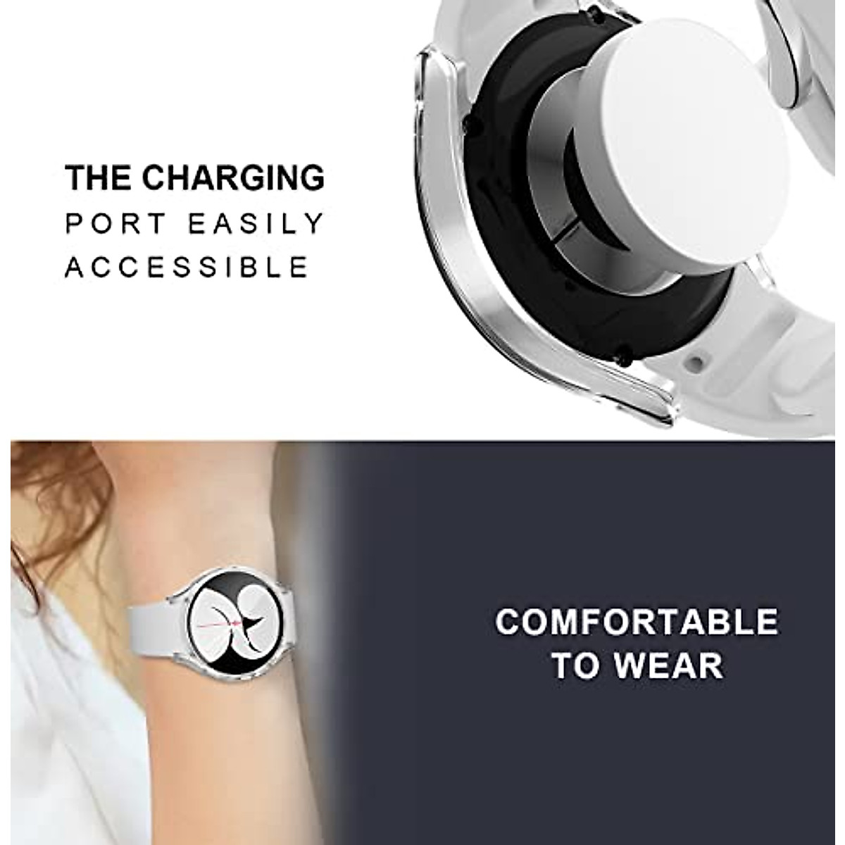 JZK [2+3] Pack Screen Protector for Samsung Galaxy Watch 5/Galaxy Watch 4 40mm, Hard PC Protective Bumper Case + Tempered Glass Screen Protector Film for Galaxy Watch 5/4 40mm Accessories,Clear+Clear