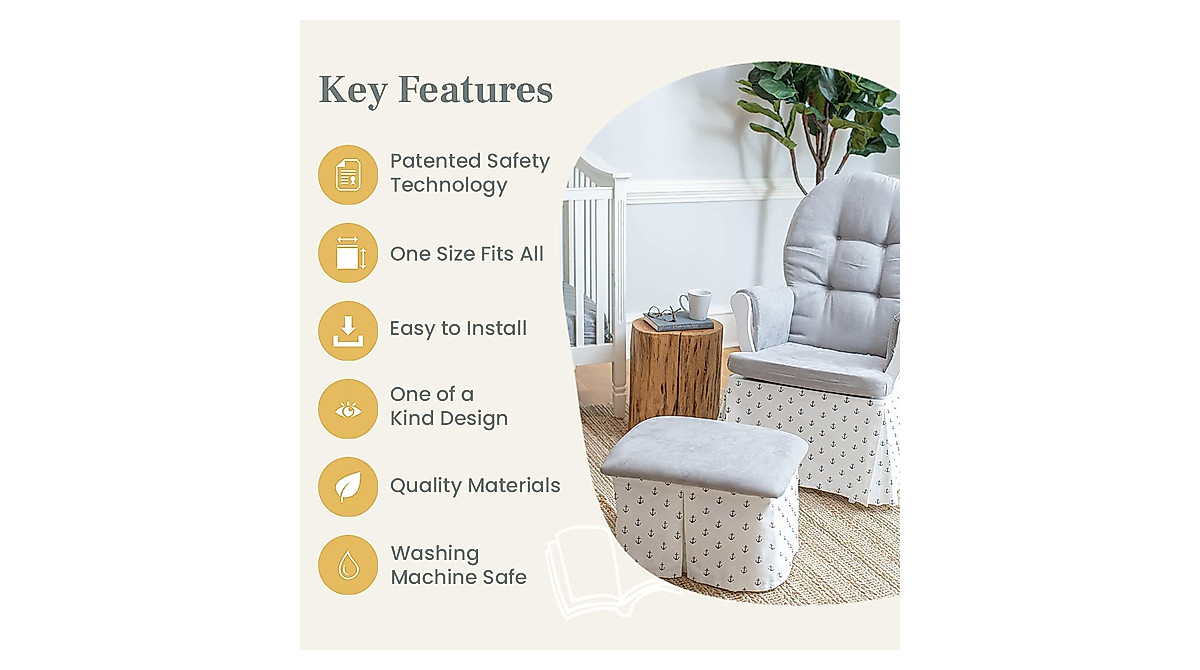 Glider Skirt, Universal Fit Safety Skirt for Glider Chair and Ottoman for Nursery, Baby Proofing ...