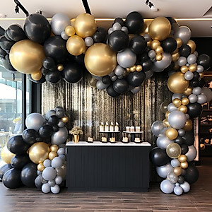 RUBFAC 120pcs Black Balloons 12 Inches Latex Balloons, Matte Black Balloons for Birthday Baby Shower Graduation Anniversary Wedding Party Supplies Garland Arch Decoration