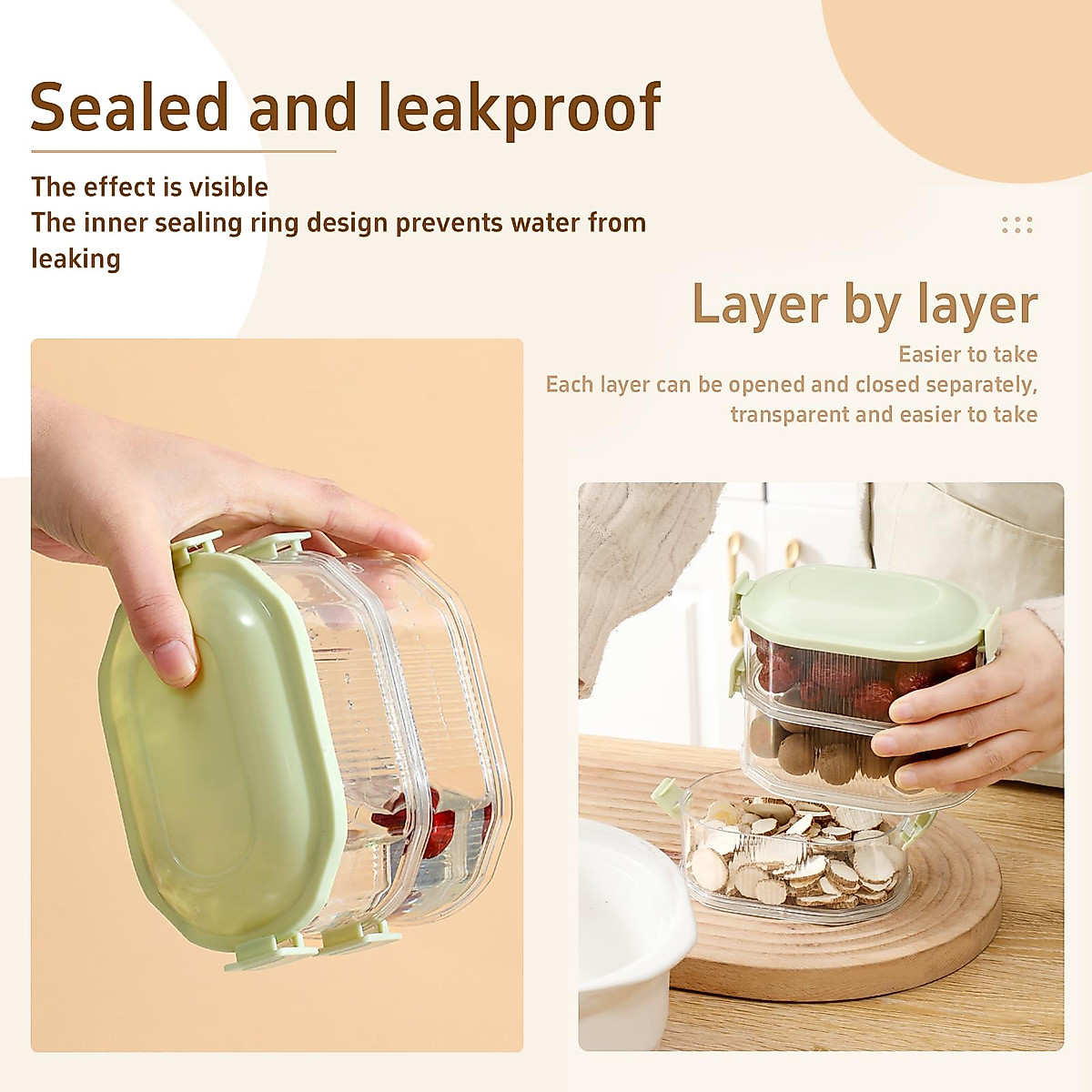 Upgrade Multi-layered Seasoning Storage Box, Food Storage Containers with Lids Airtight, Transparent Spice Seasoning Storage Box, Food Grade Storage Box for Fruits, Vegetables, Lunch (Grey, 5 Layers)