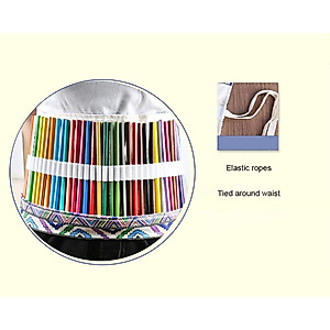 Handmade Canvas Pencil Roll Wrap 72 Holes, Multiuse Roll Up Pencil Case Large Capacity Pen Curtain for Coloring Pencil Holder Organizer,White
