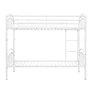 Cotoala Twin Over Twin Metal Bunk Bed with Guardrails and Steel Ladder, Can Be Split into Two, Space Saver Design, No Box Spring Needed
