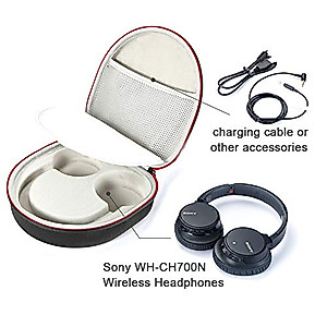 Hard Case for Sony WH-CH700N/Sony WH-CH710N Wireless Noise Cancelling Headphones, Travel Carrying Storage Bag - Black+Gray