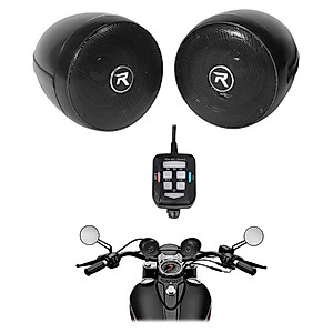 Rockville rocknride (2) RockNRide 3" Powered Bluetooth Metal Motorcycle Handlebar Speakers, Black