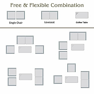 SAWQF 4 PCS Patio Rattan Furniture Set Sofa Table Storage Shelf Black Cushion Armchair