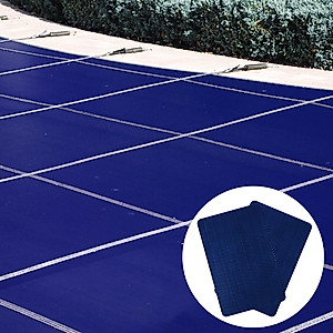 Lfutari 6pcs Swimming Pool Cover Repair Kit - Blue Pool Safety Cover Patch Kit - Self-Adhesive Mesh Pool Cover Saver Patch Kit for Inground Safety Pool Cover (2pcs 12x8 inch+4pcs 4X8 inch)