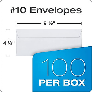 Quality Park #10 Security Envelopes, No Window, Redi-Strip Self Seal Envelopes, 4-1/8 x 9-1/2 Inches, White, 24 LB Paper, Box of 100 (QUA69117)