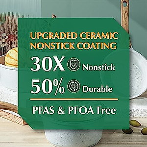 SENSARTE White Ceramic Nonstick Saucepan with Lid 2.5 QT, Small Cooking Pot with Stay Cool Handle, Induction Compatible Soup Pot, PFOA/PFAS Free