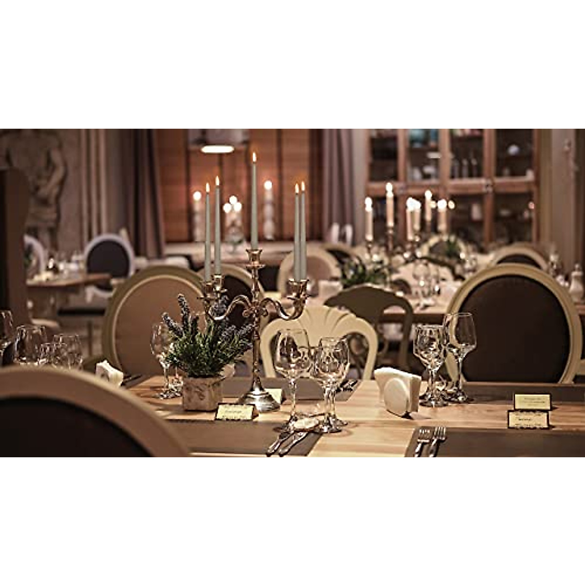 12 Pack Tall Taper Candles - 10 Inch Taupe Gray Dripless, Unscented Dinner Candle - Paraffin Wax with Cotton Wicks - 8 Hour Burn Time