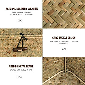 BESPORTBLE Set of 3 Wicker Shelf Baskets with Lid, Woven Seagrass Storage Bins for Shelves for Organizing, Rectangular Baskets for Decoration, Picnic, Groceries and Toy Storage