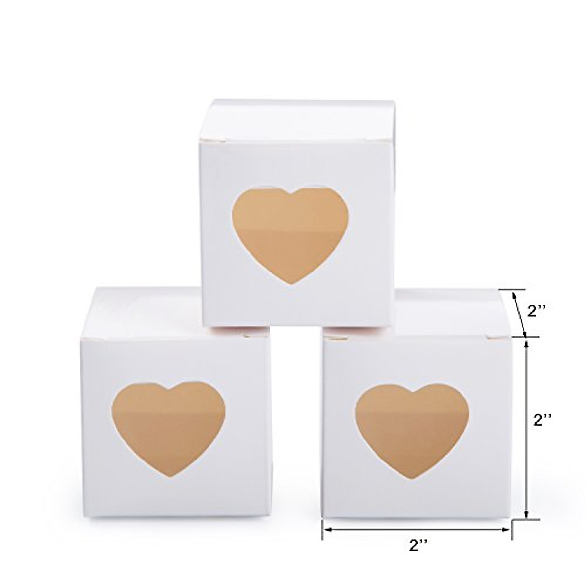 AWELL Mini Size White Gift Boxes 2x2x2 inch with Clear Plastic Window for Candy Treat Gift Wrap Box Party Favor 50pc by MOWO