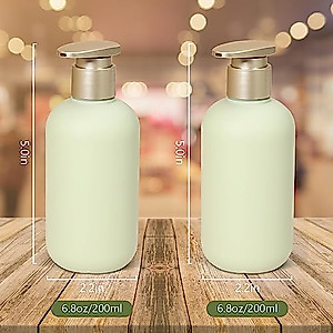UMETASS 6.8 oz Plastic Pump Dispenser Bottles, Shampoo and Conditioner Bottles, Refillable Container for Bathroom Shower Body Wash Lotion (2 Pcs)