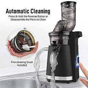 Zulay Fruit Press Machine - Masticating Juicer Machine with High Yield, Quiet Motor, & Reverse Function - Cold Press & Carrot Juicer with Wide Chute - Slow Juicer Machines for Fruits & Vegetables