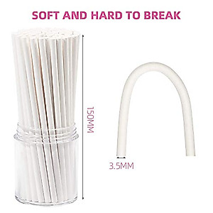Lollipop Sticks, 200PCS White Paper Lollipop Sticks 6 Inch Lollipop Treat Sticks Sucker Stick for Chocolate,Cake Topper,Rainbow Candy, Cake Pops(3.5mm)