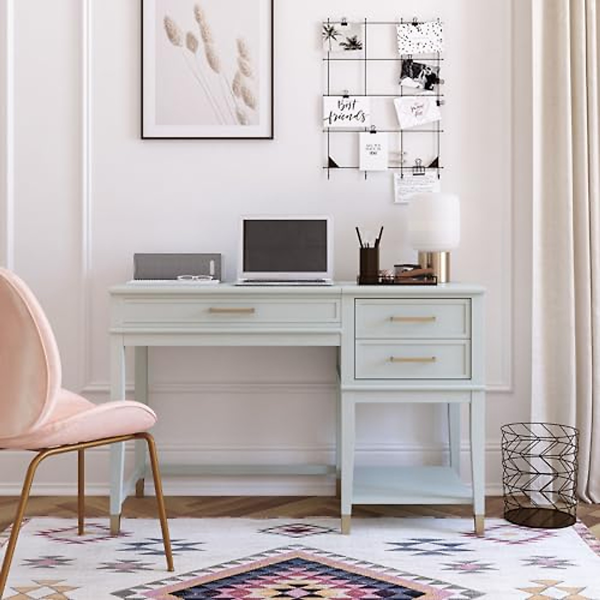 CosmoLiving by Cosmopolitan Westerleigh Lift-Top Computer Desk, Pale Green