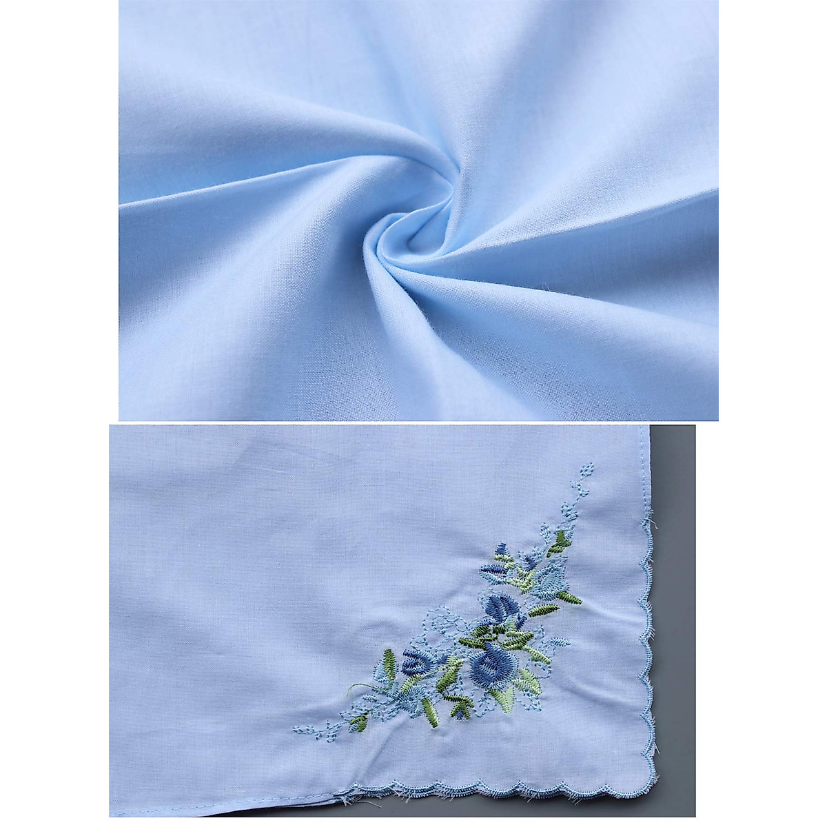 Women's Handkerchiefs 100% Cotton Rose Embroidery Hankies 17"