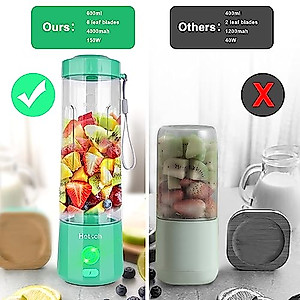 Portable Blender USB Rechargeable, Hotsch Personal Size Blender for Shakes and Smoothies, Strong Cutting Power with Six Blades, 20Oz Juicer Cup for Sports, Travel