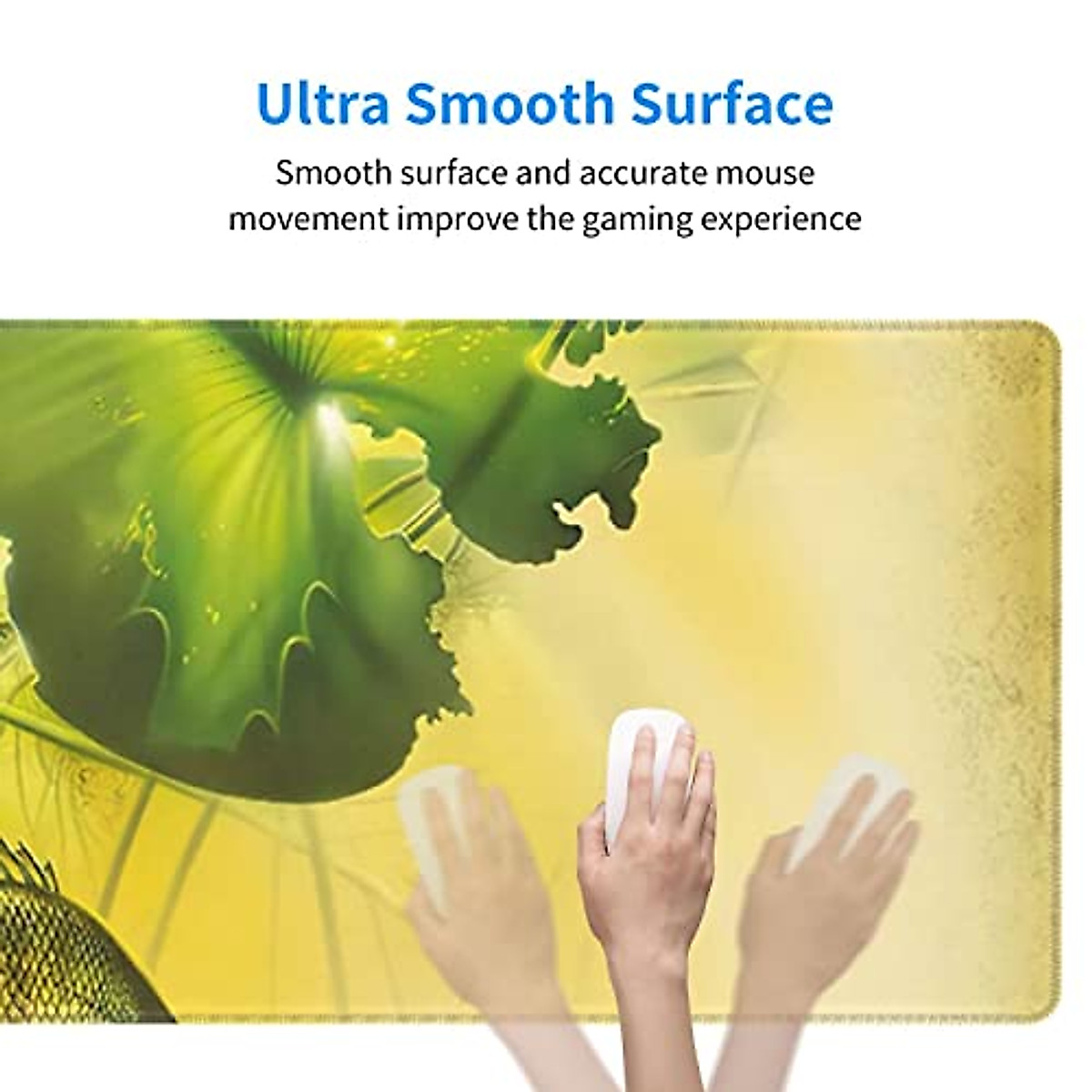 Fish Fishing Lily Pads Lake Bluegill Panfish Underwater Mouse Pads,31.5 X 12 Inch XXXL Mat Rubber Base Pad Sets Oversized Mousepad Desk Mat for Gaming