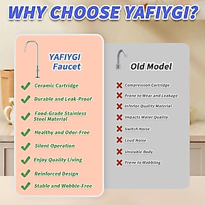YAFIYGI Drinking Water Faucet for Kitchen Sink, Filtered Reverse Osmosis RO Faucet, 304 Stainless Steel Purified Water Dispenser Faucet