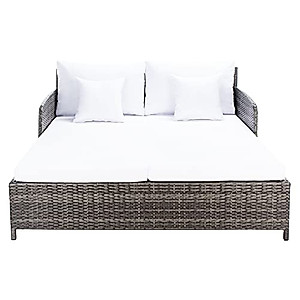 Safavieh Outdoor Collection Cadeo Grey Brown/White Cushion Daybed PAT7500C
