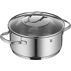 WMF Pot Ø 20 cm Approx. 2.5L Provence Plus Pouring Rim Glass Lid Cromargan Stainless Steel Polished Suitable for Induction Hobs Dishwasher-Safe