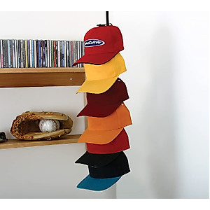 Perfect Curve Cap Rack18 System – Hat Racks for Baseball Caps | Hat Organizer for Closet | Over Door Hanger | Over Door Organizer | Six Clips Hold up to 18 Caps | Black