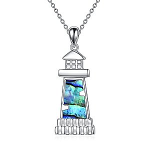 ONEFINITY Lighthouse Necklace for Women Sterling Silver Lighthouse Pendant Necklace Birthday Jewelry Gift for Lover (Abalone shell)