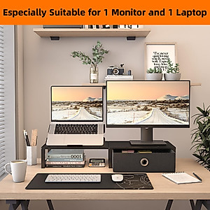 WESTREE Monitor Stand Riser with Adjustable Laptop Stand Riser, Dual Monitor Stand with Drawer, Desktop Oraganizer Stand for Computer,Laptop,Screen