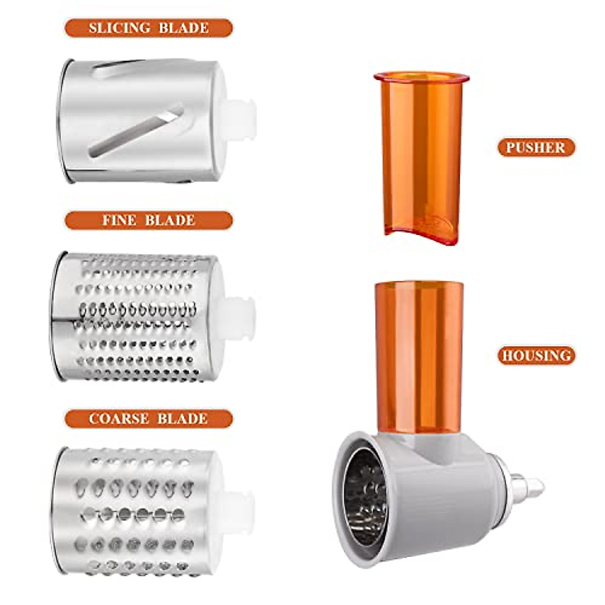 Slicer Shredder Attachment for Kitchen, Kitchenaid Attachments, Cheese Grater Attachment, Vegetable Slicer Attachment, Food Processor Attachment for Kitchen Aid Stand Mixer with 3 Blades (Grey)