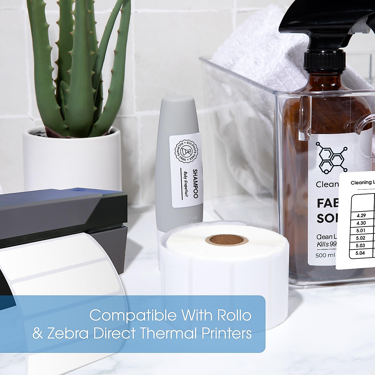 2.25" X 1.25” Direct Thermal Labels, Perforated Barcode Address Labels, Compatible with Rollo & Zebra Desktop Printers - 10 Rolls, 1000/Roll