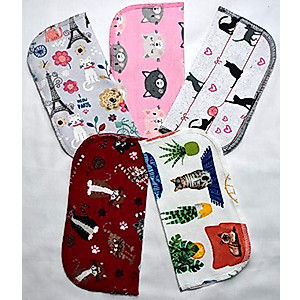 1 Ply Printed Flannel Little Wipes 8x8 Inches Set of 5 The Cats Meow