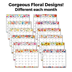 CRANBURY Small Wall Calendar 2023 - (Floral) Use 8.5x11 Calendar 2023 as Desk Calendar or Hanging Calendar 8.5 x 11, Gorgeous Flower Designs, Includes Stickers