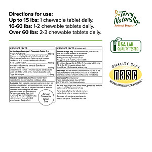 Terry Naturally Animal Health Active Mobility - 60 Beef-Flavored Chewable Tablets - Supports Joint Health with Glucosamine, Chondroitin & Collagen - Canine Only - 60 Servings