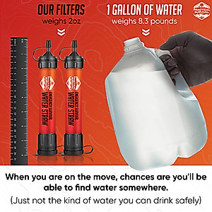 Practical Survival 2 High Capacity Emergency Water Straws - Lightweight, Reusable, No Expiration Date