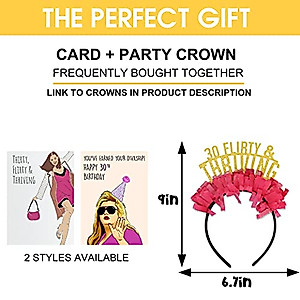 30 Flirty Thriving Party Crown - Party Tiara for Thirty Birthday,Funny Glittering Pink Paper Headgear,Birthday Gift For Girls or Women