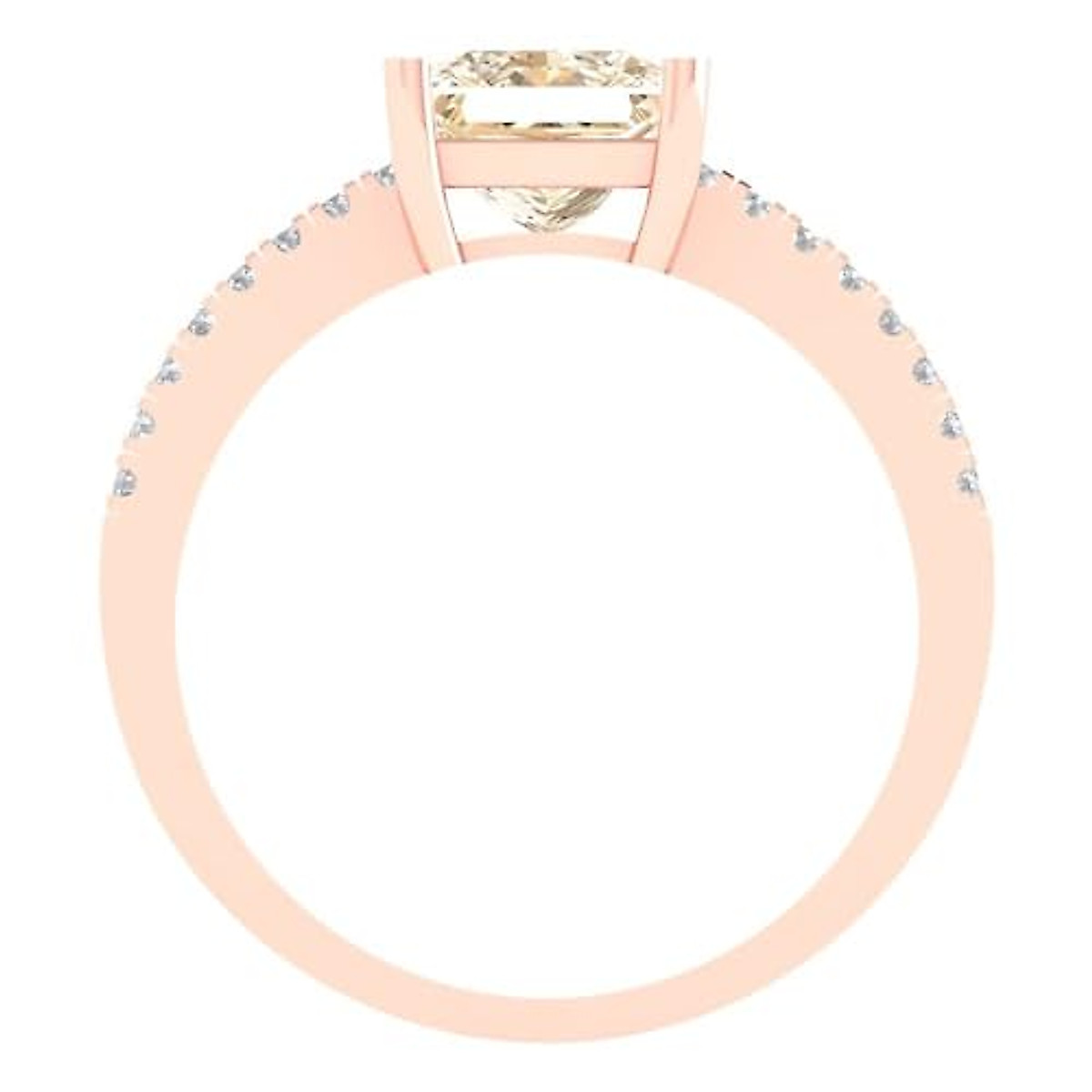 Clara Pucci 1.66 ct Princess Cut Solitaire Genuine Natural Brown Morganite Engagement Promise Anniversary Bridal Ring 18K Rose Gold 7.5