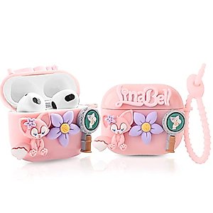 TEMTOOE Silicone Case Cute Cover Compatible for Apple Airpods 1,2,3&Pro [Cute Cartoon Lena Bell] (Airpods 3)